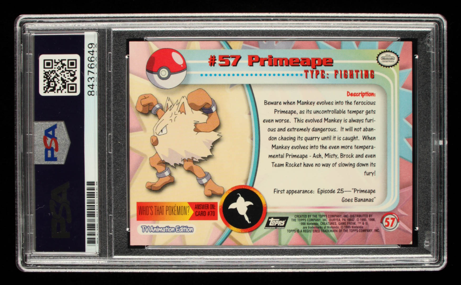 Michael Haigney Signed 1999 Pokemon TV Animation Series 1 #57 Primeape ...