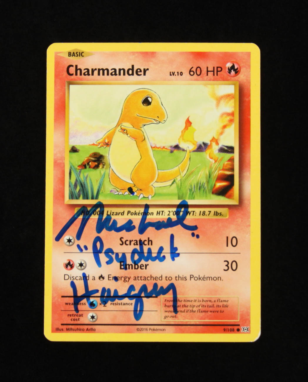 Michael Haigney Signed Charmander 2016 Pokemon Evolutions #9 Inscribed ...