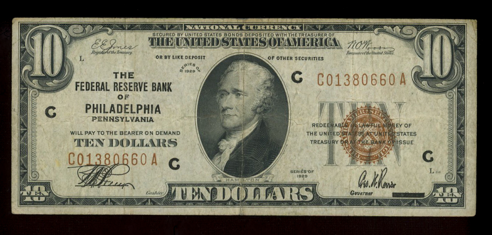 1929 $10 Ten-Dollars U.S. National Currency Brown Seal Bank Note (The ...