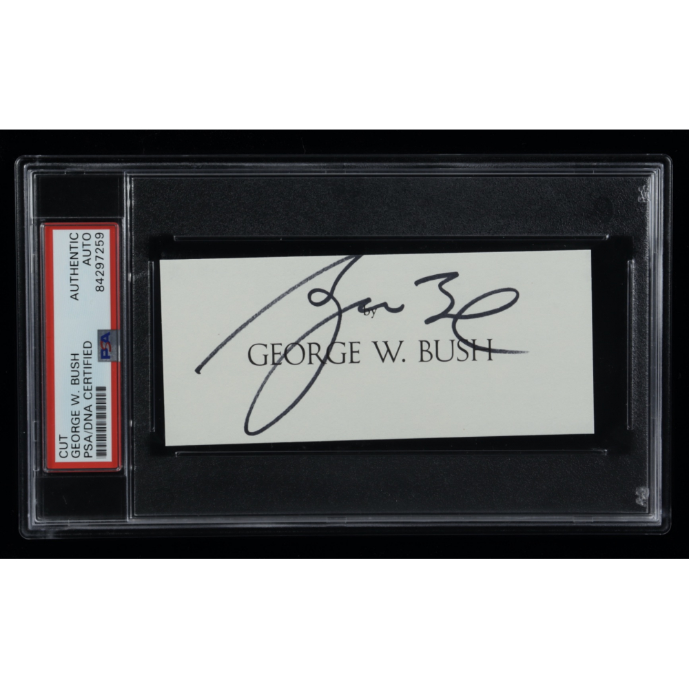 George W. Bush Signed 2x5 Cut (PSA Encapsulated) | Pristine Auction