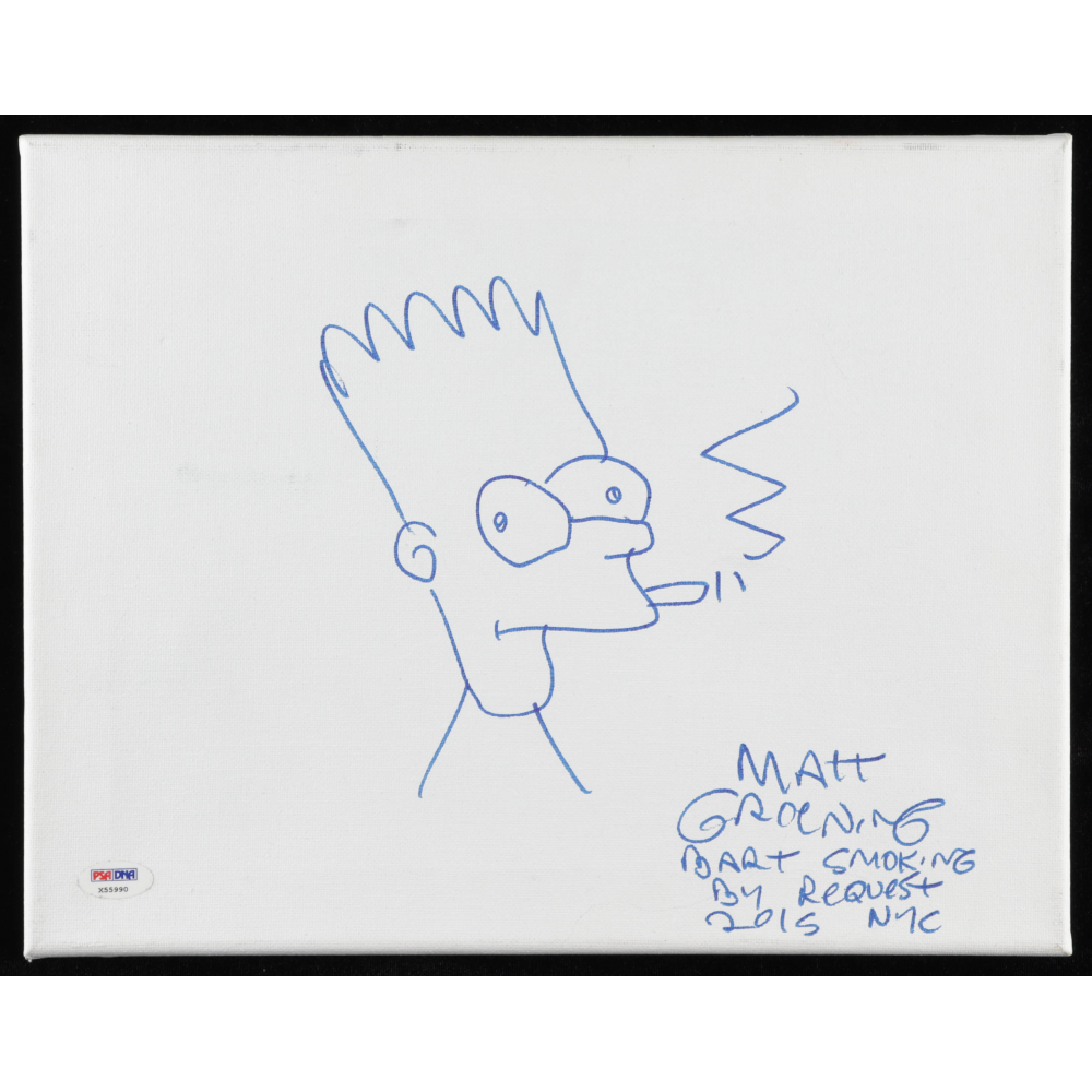 Matt Groening Signed "The Simpsons" 11x14 Canvas with Hand-Drawn Sketch ...