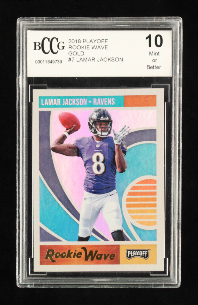 Lamar Jackson 2018 Playoff Rookie Wave Gold #7 (BCCG 10) | Pristine Auction