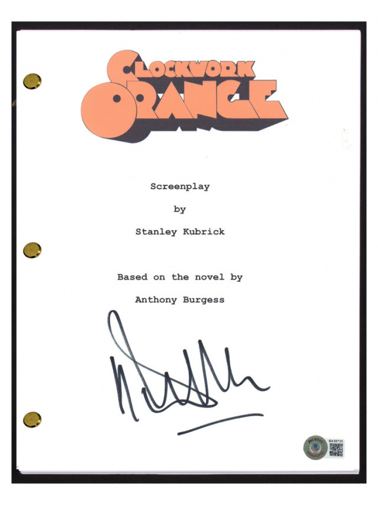 Malcolm McDowell Signed "A Clockwork Orange" Movie Script (Beckett COA ...