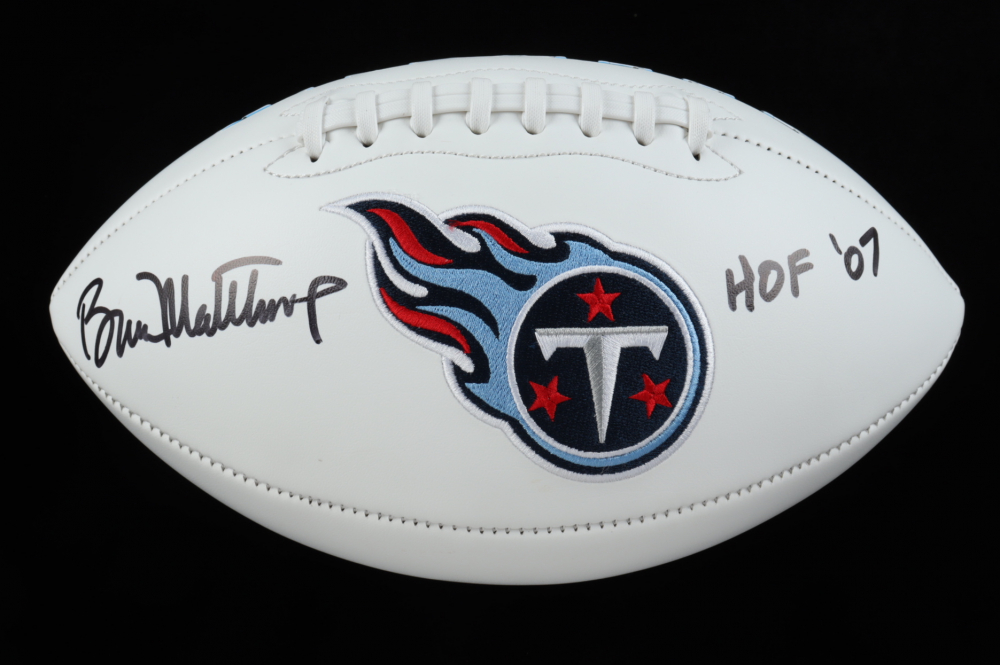 Bruce Matthews Signed Titans Logo Football Inscribed "HOF '07" (Beckett ...