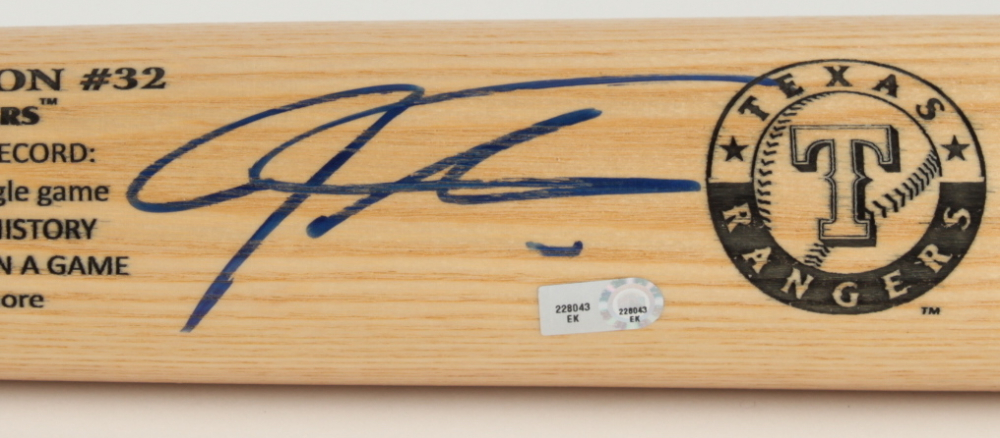 Josh Hamilton Signed LE Rangers Logo Louisville Slugger Baseball Bat ...