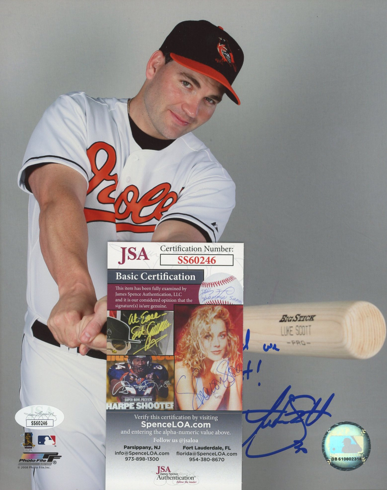 Luke Scott Signed Orioles 8x10 Photo Inscribed "In God We Trust!" (JSA ...