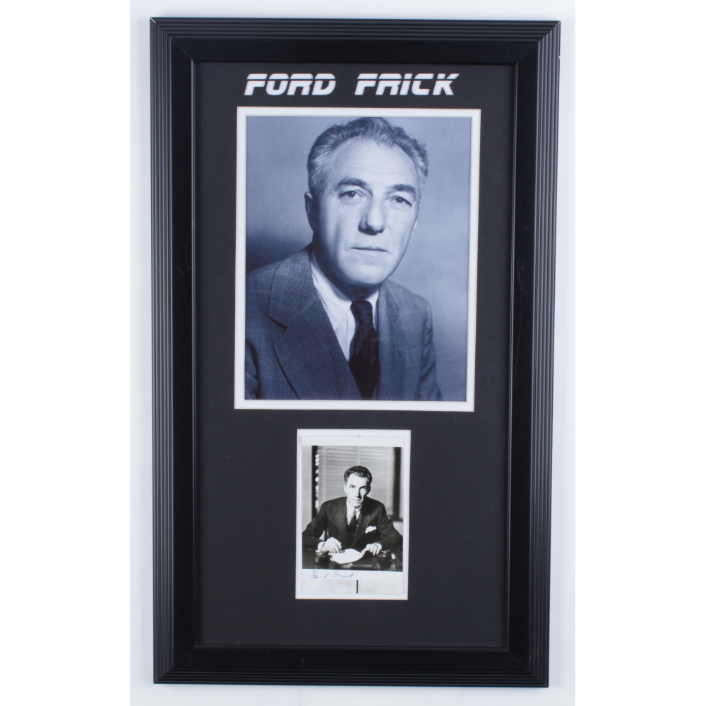Ford Frick Signed 13.5x22.5 Custom Framed Postcard Display (Beckett LOA ...
