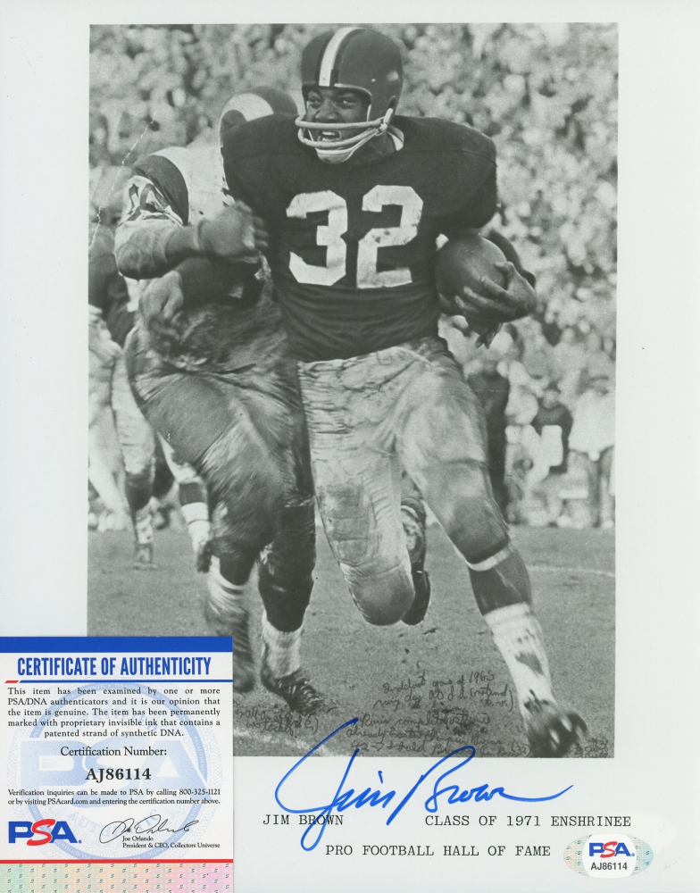 Jim Brown Signed Vintage Browns Hall of Fame 8x10 Photo (PSA COA ...
