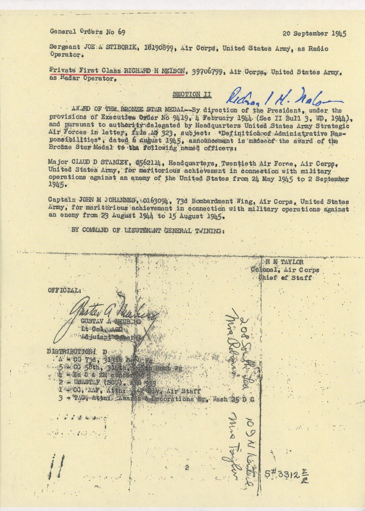 Dutch Van Kirk & Morris R. Jeppson Signed WWII 8x10 Military Document ...