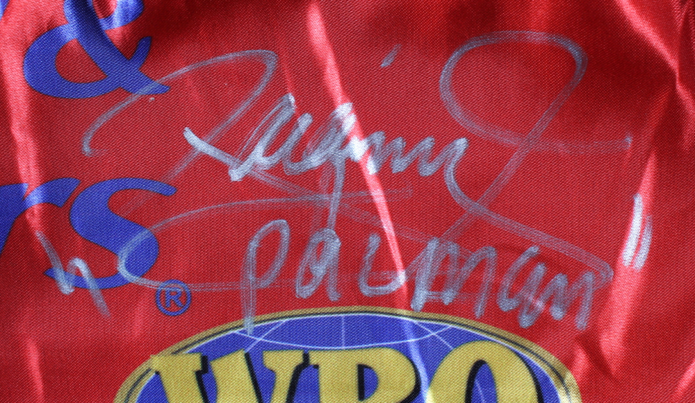 Manny Pacquiao Signed Fight Model Boxing Trunks Inscribed "Pacman ...