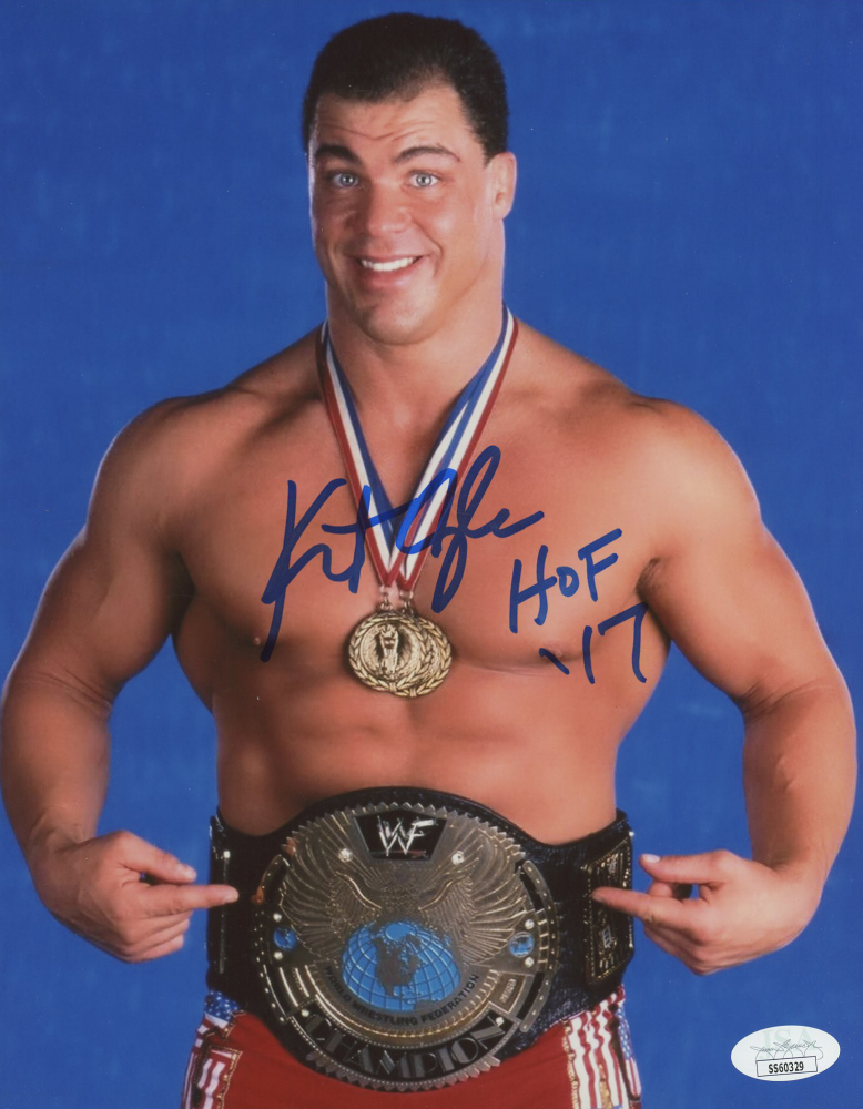 Kurt Angle Signed 8x10 Photo Inscribed "HOF '17" (JSA) | Pristine Auction