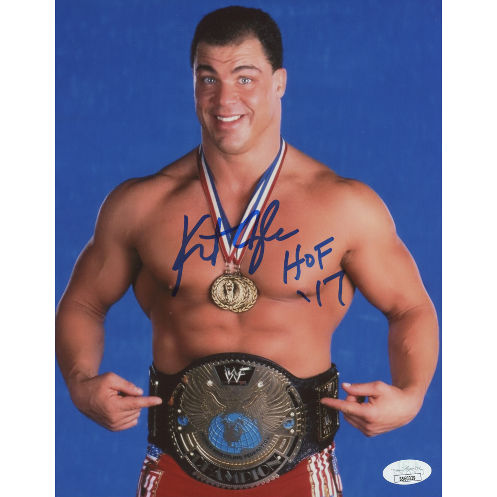 Kurt Angle Signed 8x10 Photo Inscribed "HOF '17" (JSA) | Pristine Auction