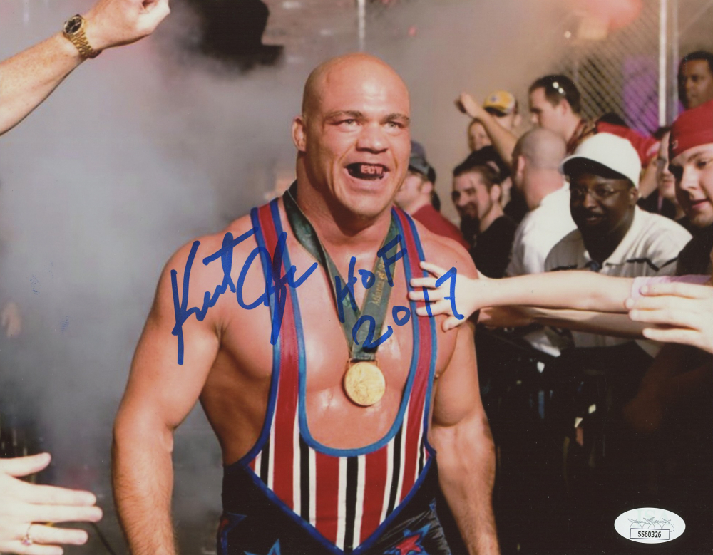 Kurt Angle Signed 8x10 Photo Inscribed "HOF 2017" (JSA) | Pristine Auction
