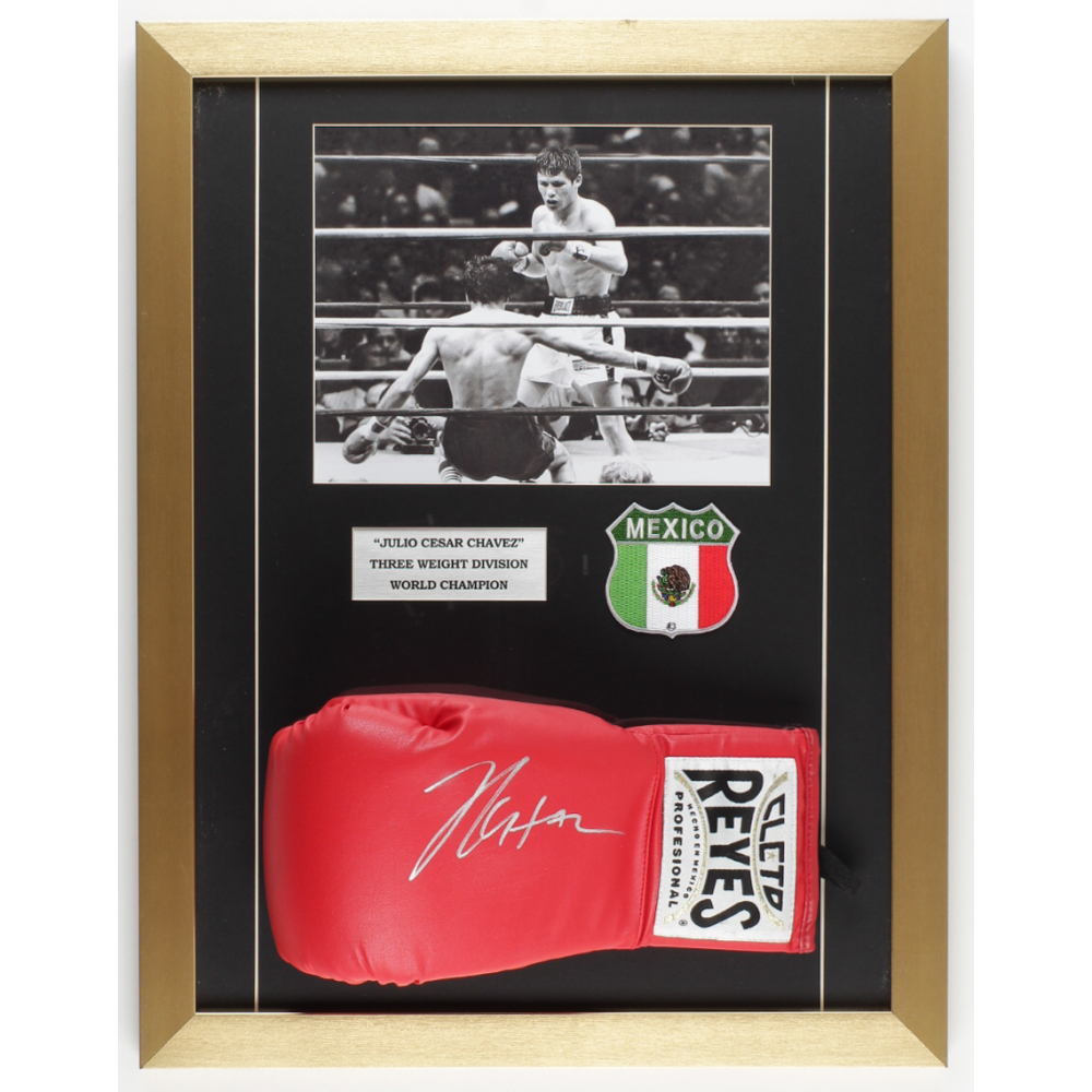 Julio Cesar Chavez Signed 17x22 Custom Framed Boxing Glove Display (JSA ...