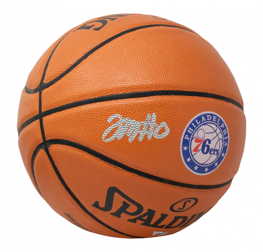 Tyrese Maxey Signed 76ers Logo NBA Game Ball Series Basketball ...