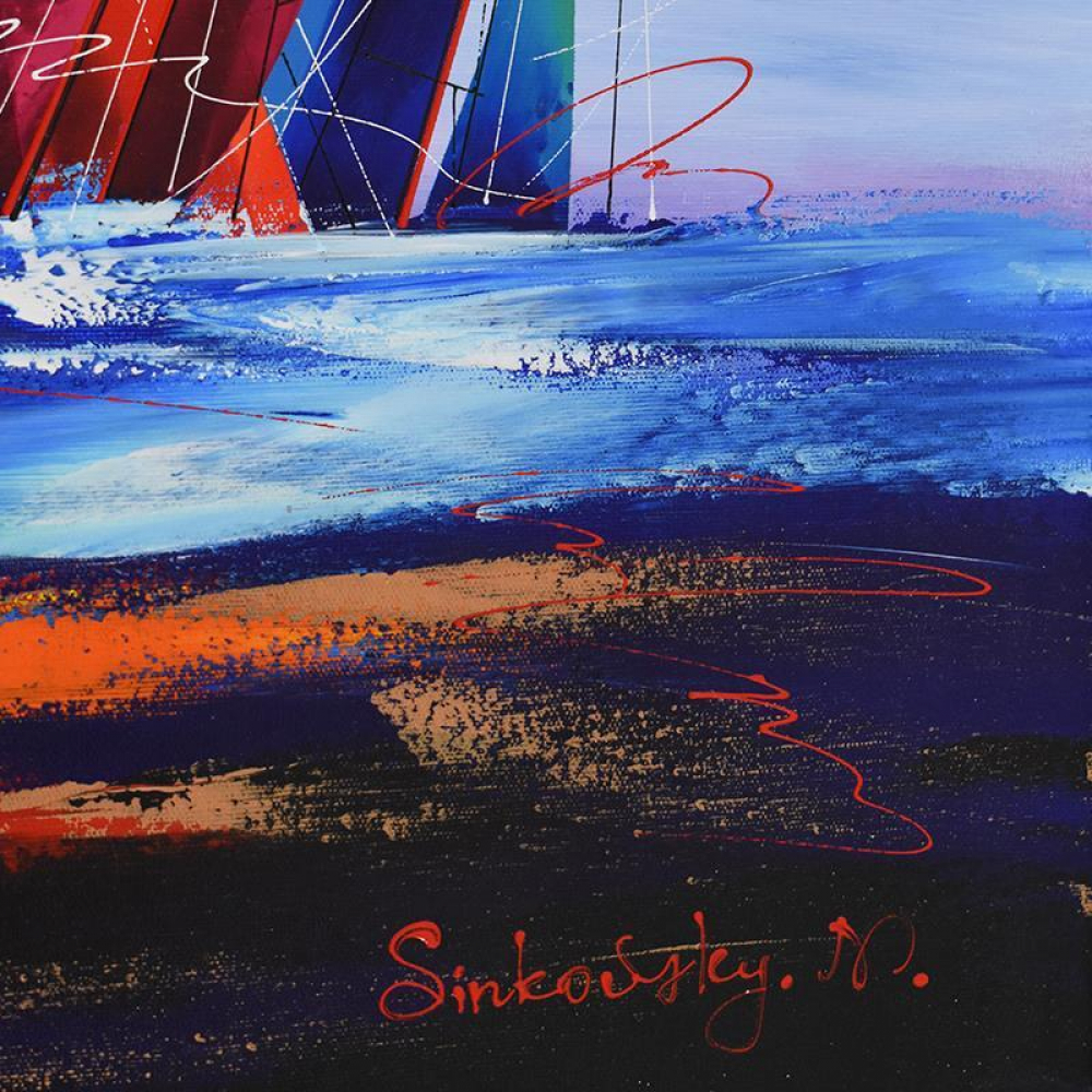 Natalia Sinkovsky Signed "Untitled" 48x24 Original Acrylic Painting on ...