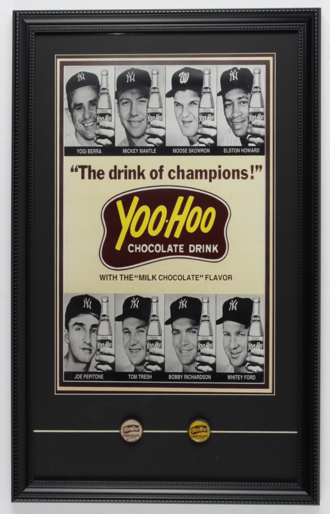 Vintage 15x24 Custom Framed Yoo-Hoo Ad Display with a Set of (2) 1950's ...