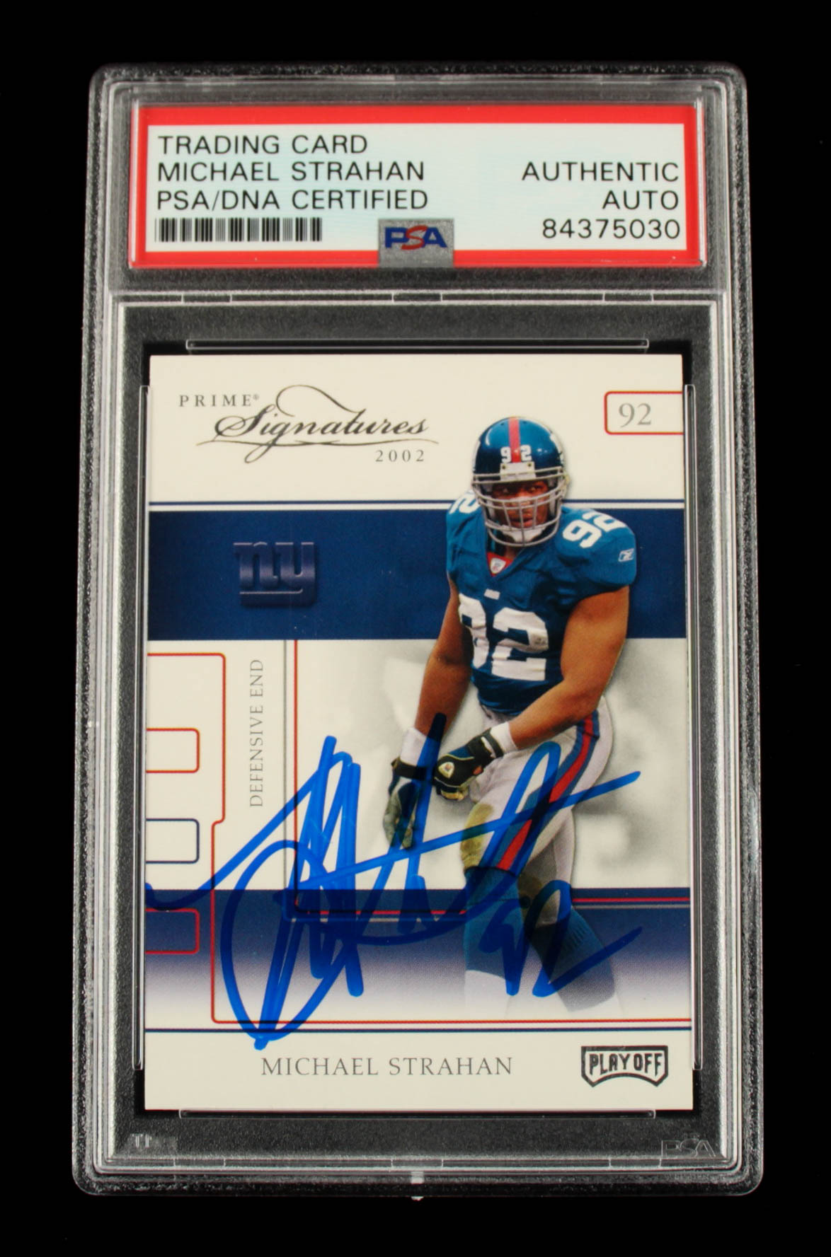 Michael Strahan Signed 2002 Playoff Prime Signatures #32 (PSA ...