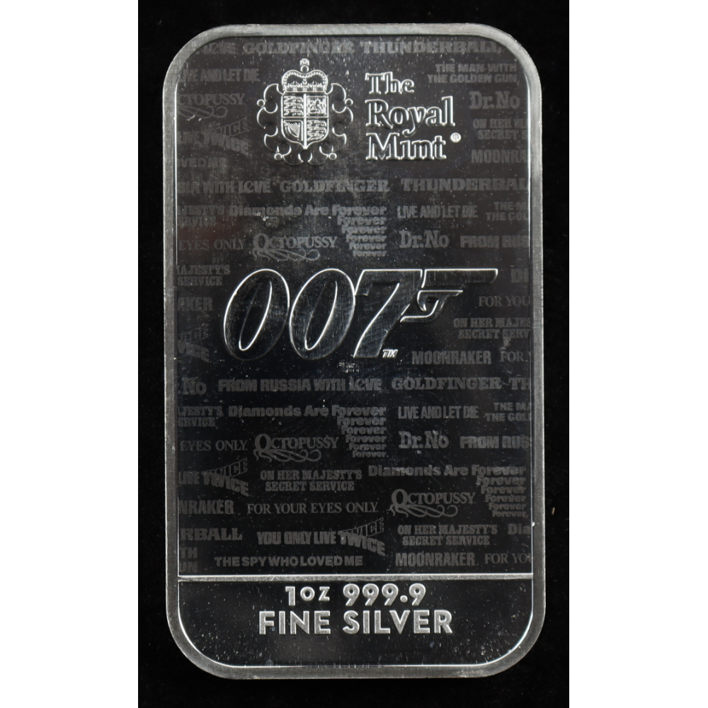 1 Oz .999 Fine Silver "007" The Royal Mint Silver Bullion Bar ...