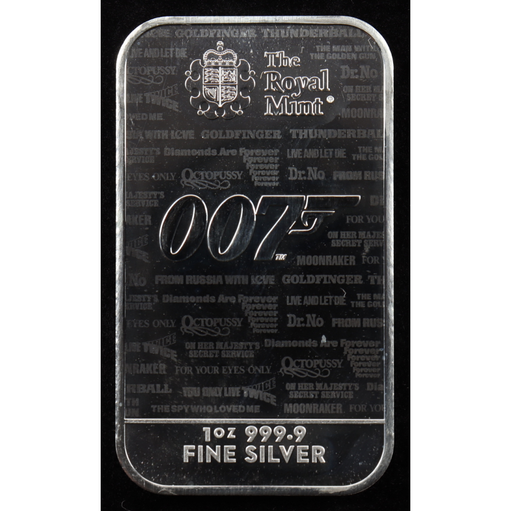 1 Oz .999 Fine Silver "007" The Royal Mint Silver Bullion Bar ...