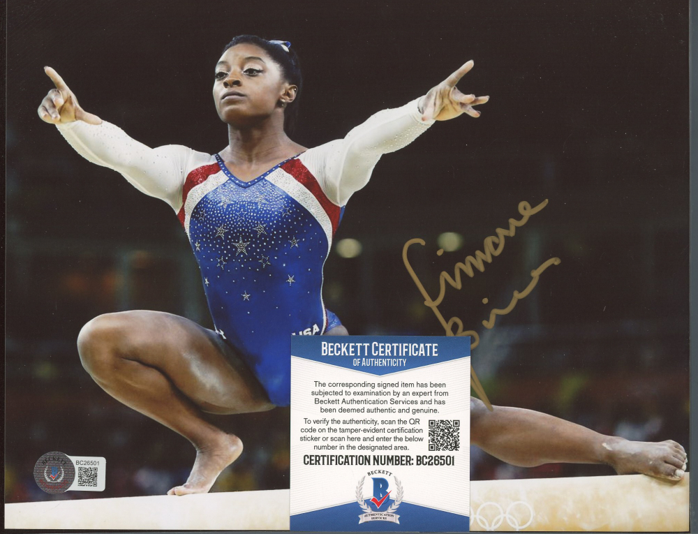 Simone Biles Signed Olympics 8x10 Photo (Beckett COA) | Pristine Auction
