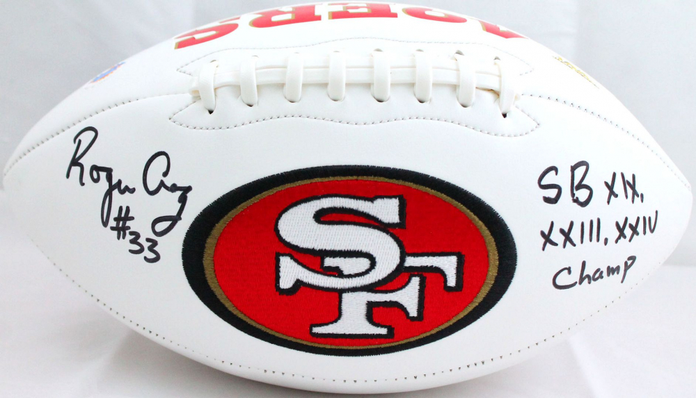 Roger Craig Signed 49ers Logo Football Inscribed "SB XIX, XXIII, XXXIV ...