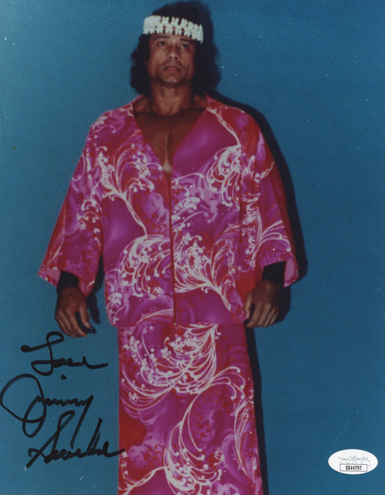 Jimmy Snuka Signed 8x10 Photo Inscribed "Love" (JSA COA) | Pristine Auction