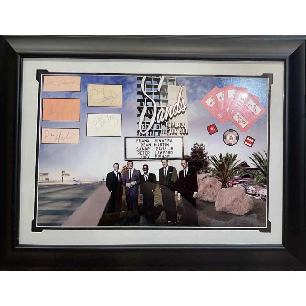 Rat Pack 25x33 Custom Framed Cut Display Signed by (5) with Dean Martin ...