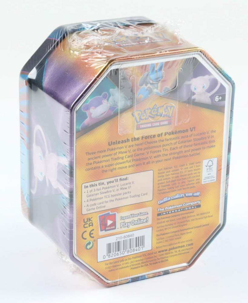 2021 Pokemon TCG V Forces Tin - Lucario V with (4) Packs | Pristine Auction