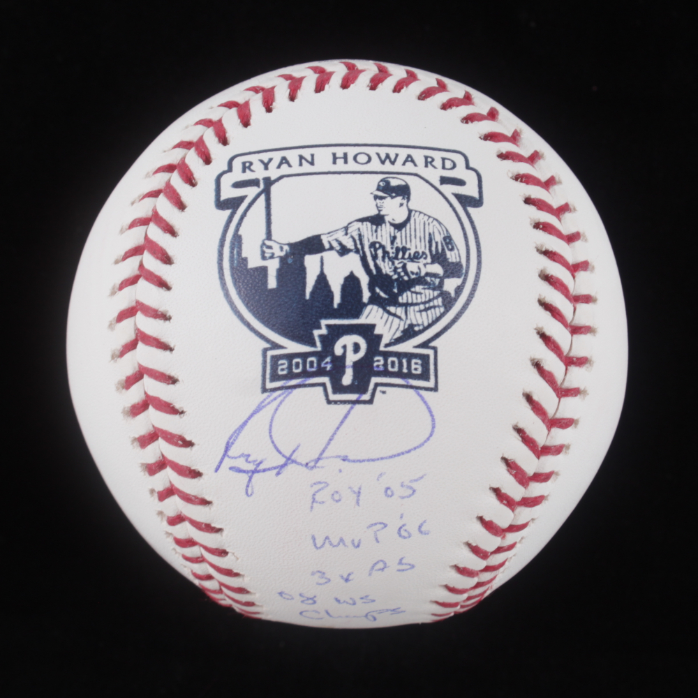 Ryan Howard Signed Ryan Howard 2004-2016 Logo Baseball With Multiple ...