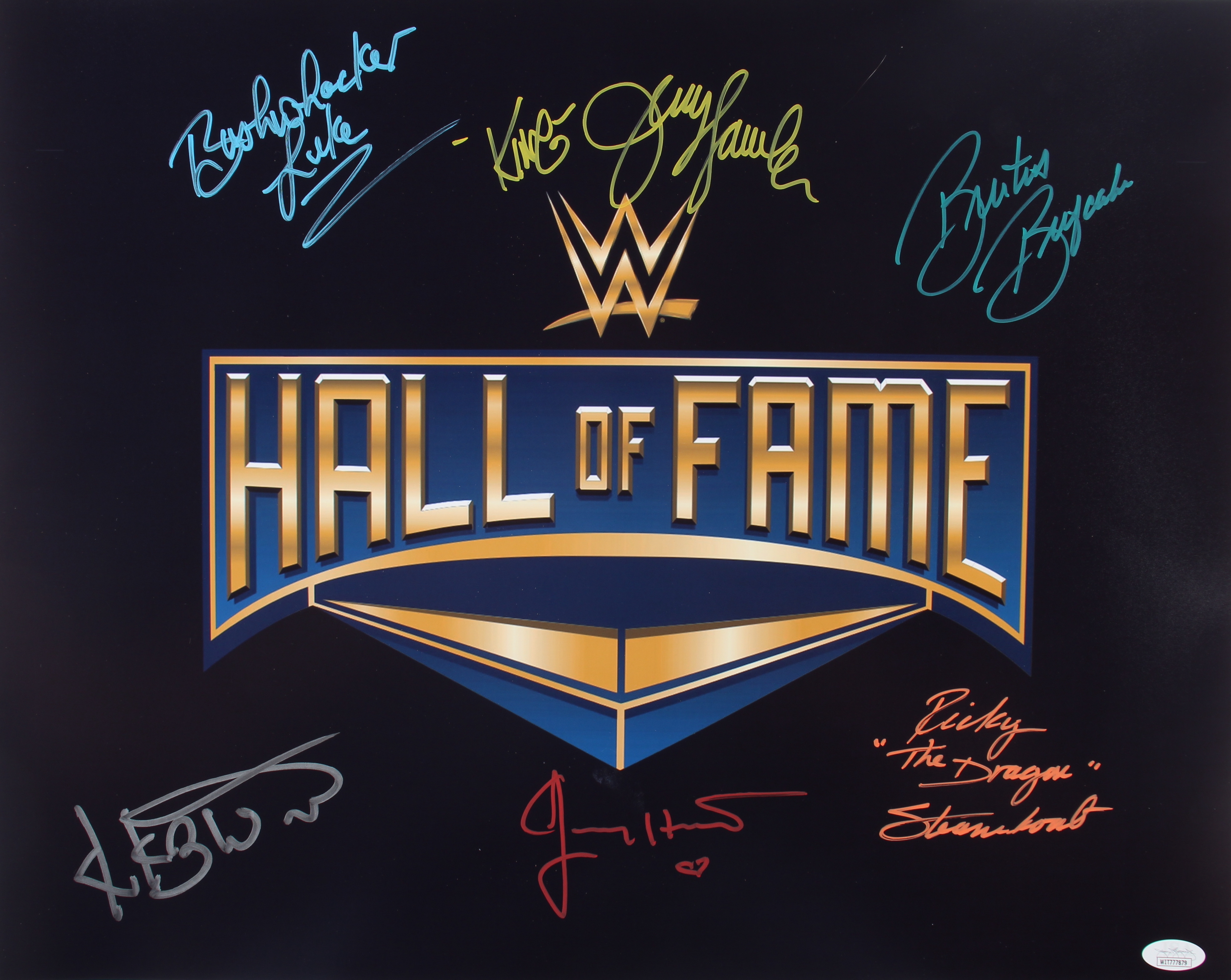 WWE Hall of Fame 16x20 Photo Signed by (6) with Jerry Lawler, Ricky ...