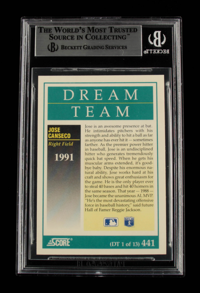 Jose Canseco Signed 1991 Score #441 DT (BGS Encapsulated) | Pristine ...