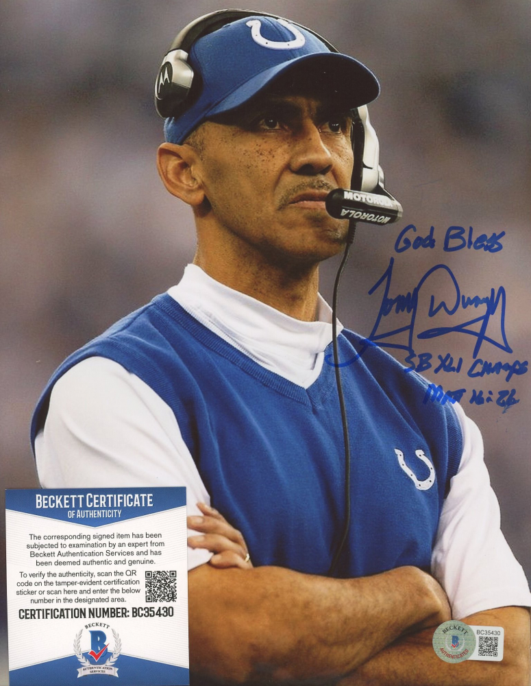 Tony Dungy Signed Colts 8x10 Photo Inscribed "God Bless" & "SB XLI ...