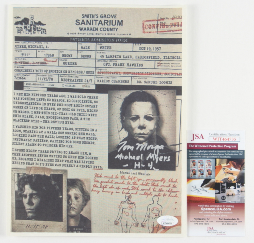 Tom Morga Signed "Halloween" 8.5x11 Newspaper Print Inscribed "Michael ...