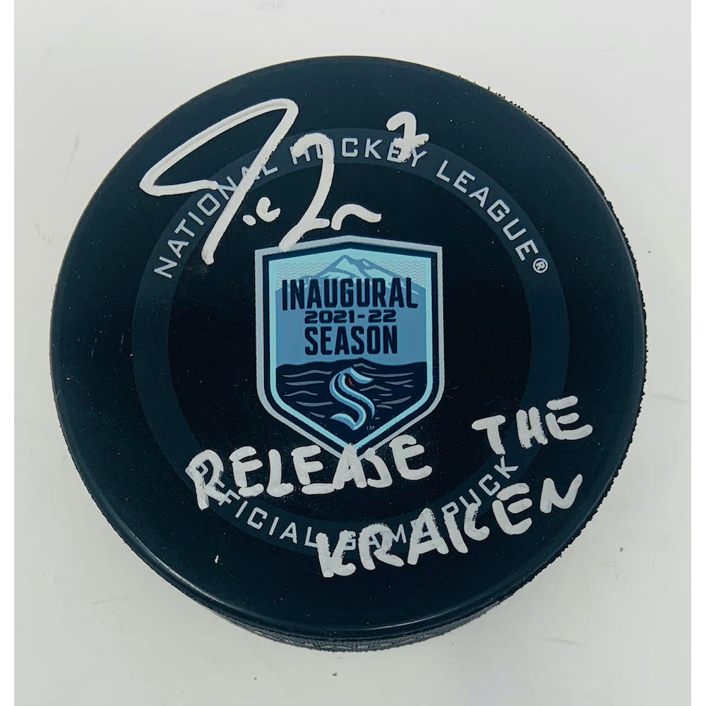 Jordan Eberle Signed Kraken Inaugural Season Logo Hockey Puck Inscribed ...