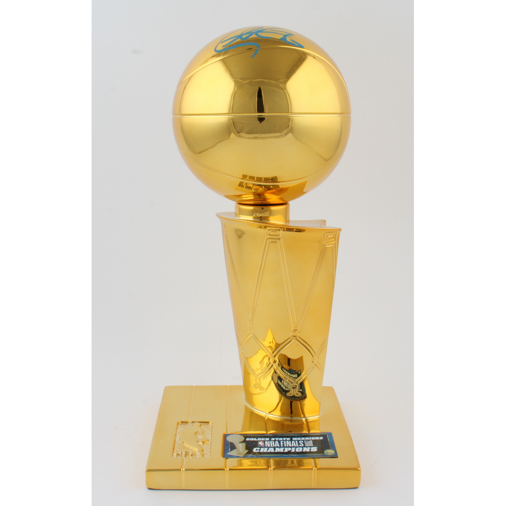 Steph Curry Signed 2018 Warriors Mini Replica NBA Championship Trophy ...