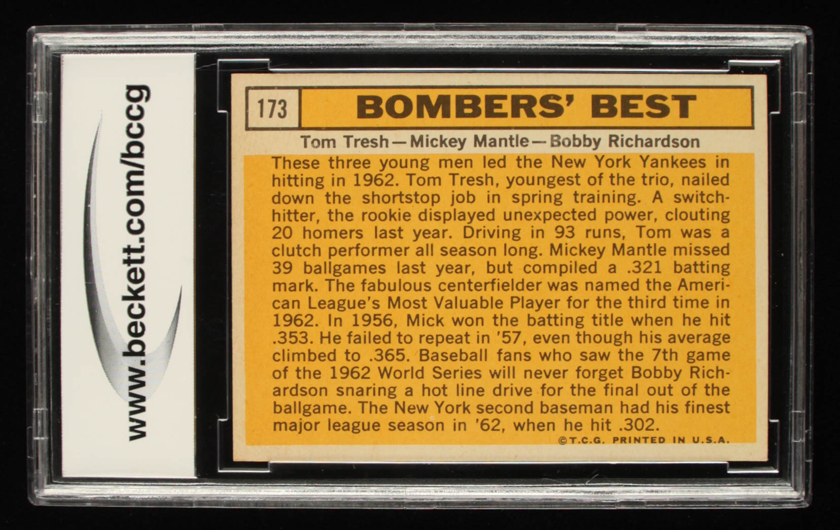 Tom Tresh / Mickey Mantle / Bobby Richardson 1963 Topps #173 Bomber's ...