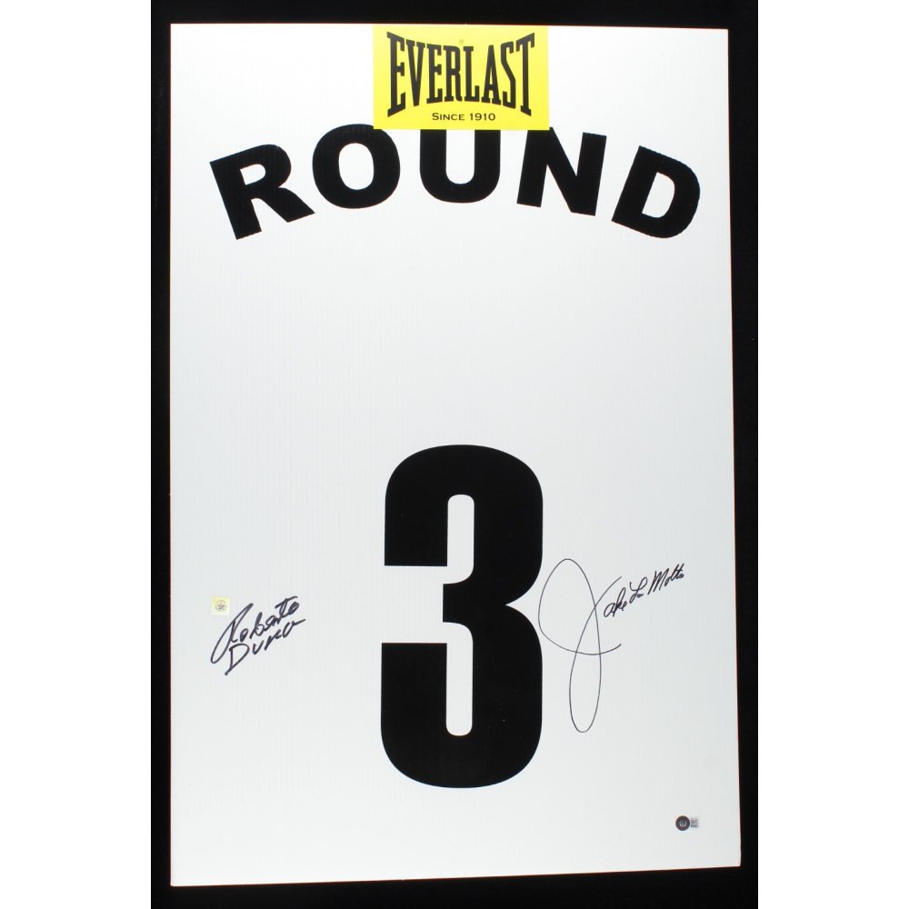 Jake LaMotta & Roberto Duran Signed Boxing Ring Card (PSA COA & Super ...