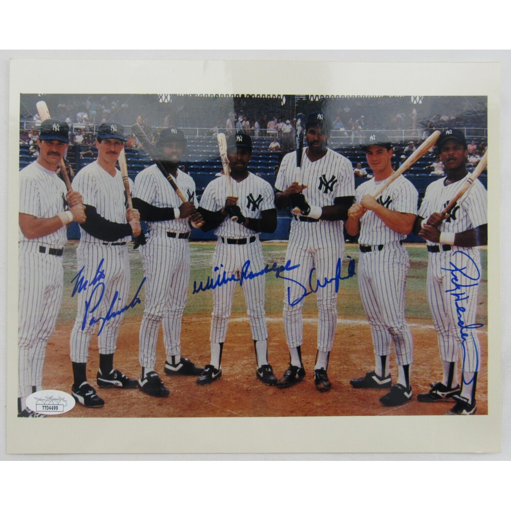 Yankees 8x10 photo Signed by (4) with Rickey Henderson, Dave Winfield, Willie Randolph & Mike ...