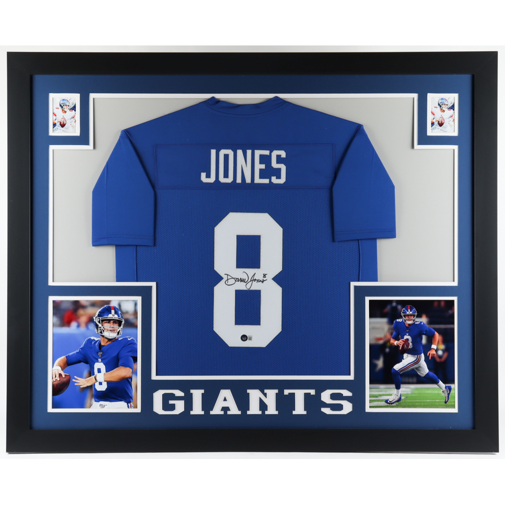 Daniel Jones Signed 35x43 Custom Framed Jersey Display (Beckett ...