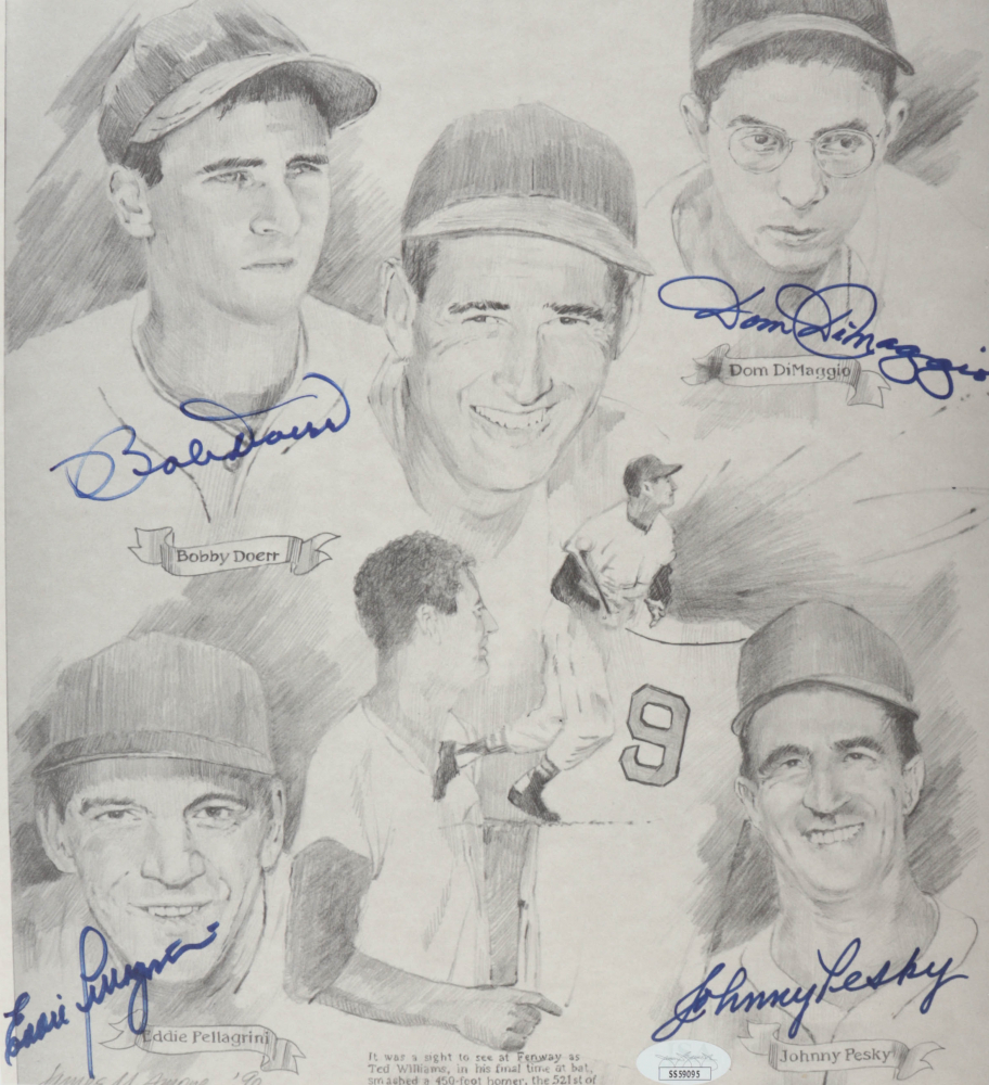 1946 Red Sox 10x12 Lithograph Team-Signed by (4) with Bobby Doerr ...