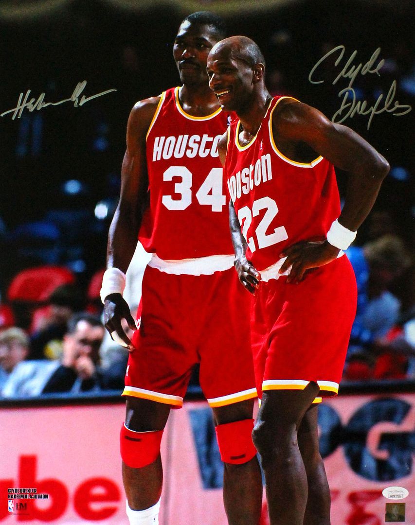 Hakeem Olajuwon & Clyde Drexler Signed Rockets 16x20 Photo (JSA ...