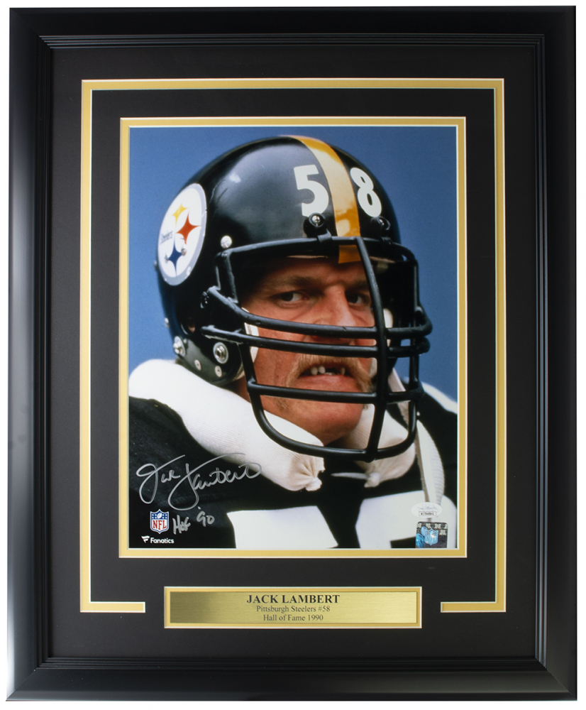 Jack Lambert Signed Steelers Custom Framed Photo Display Inscribed "HOF ...