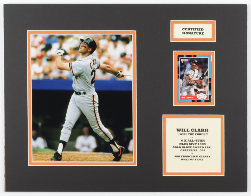 Will Clark Signed Giants 14x18 Custom Matted Baseball Card Display with ...