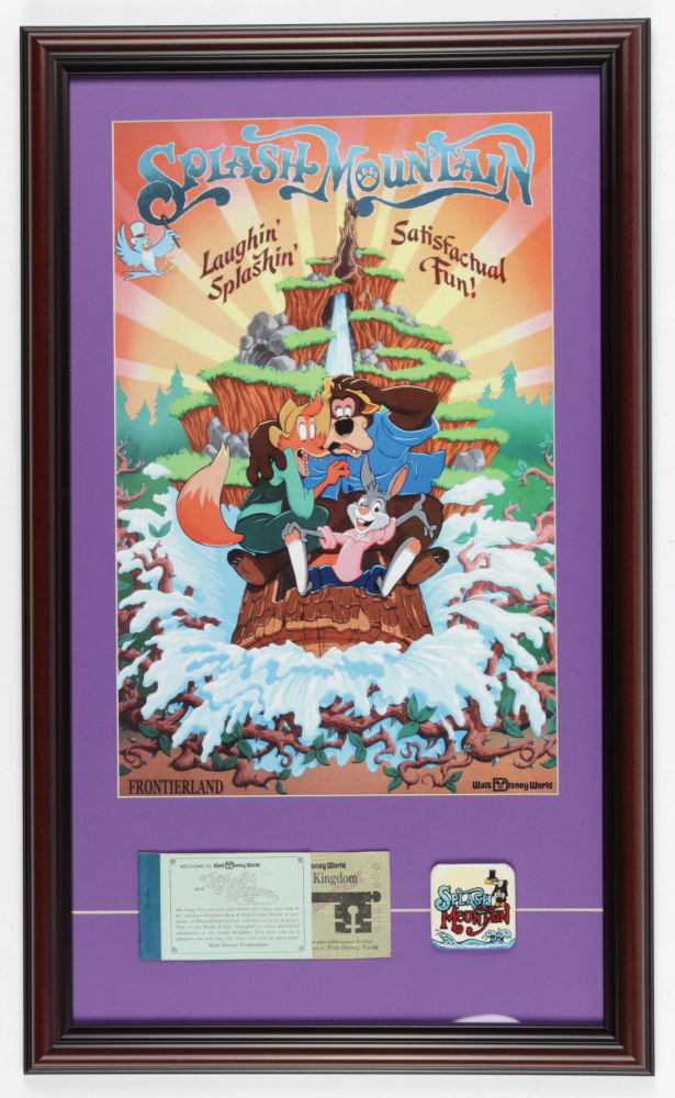 Disneyworld's "Splash Mountain" 15x25 Print Display with Vintage Disney ...