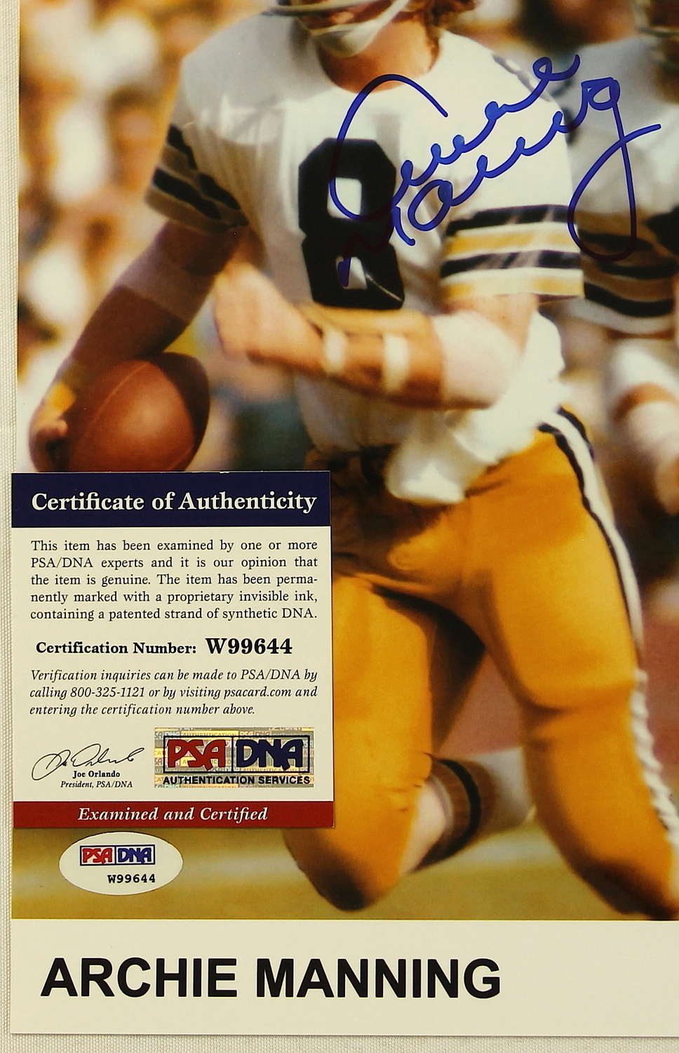 Archie Manning Signed Saints 8x10 Photo (PSA COA) | Pristine Auction