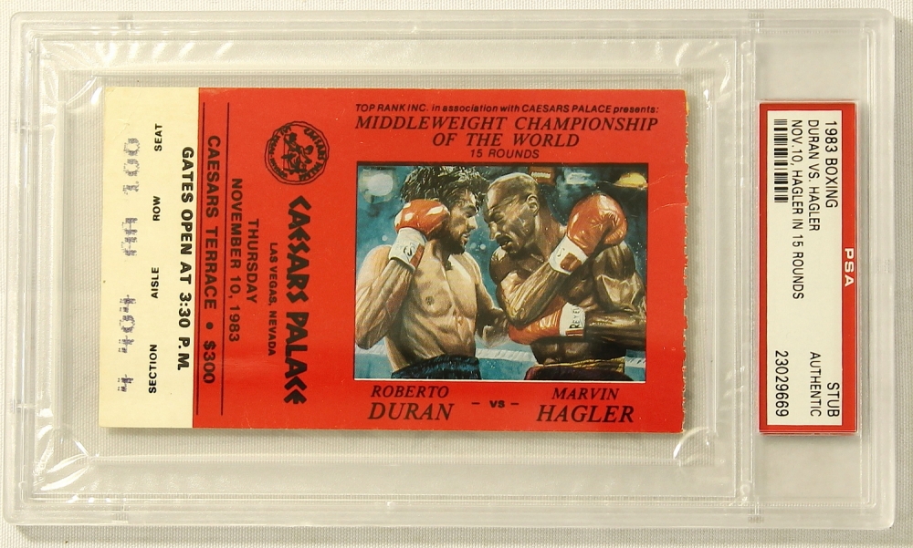 Roberto Duran Vs. Marvin Hagler Fight Ticket (PSA Encapsulated ...