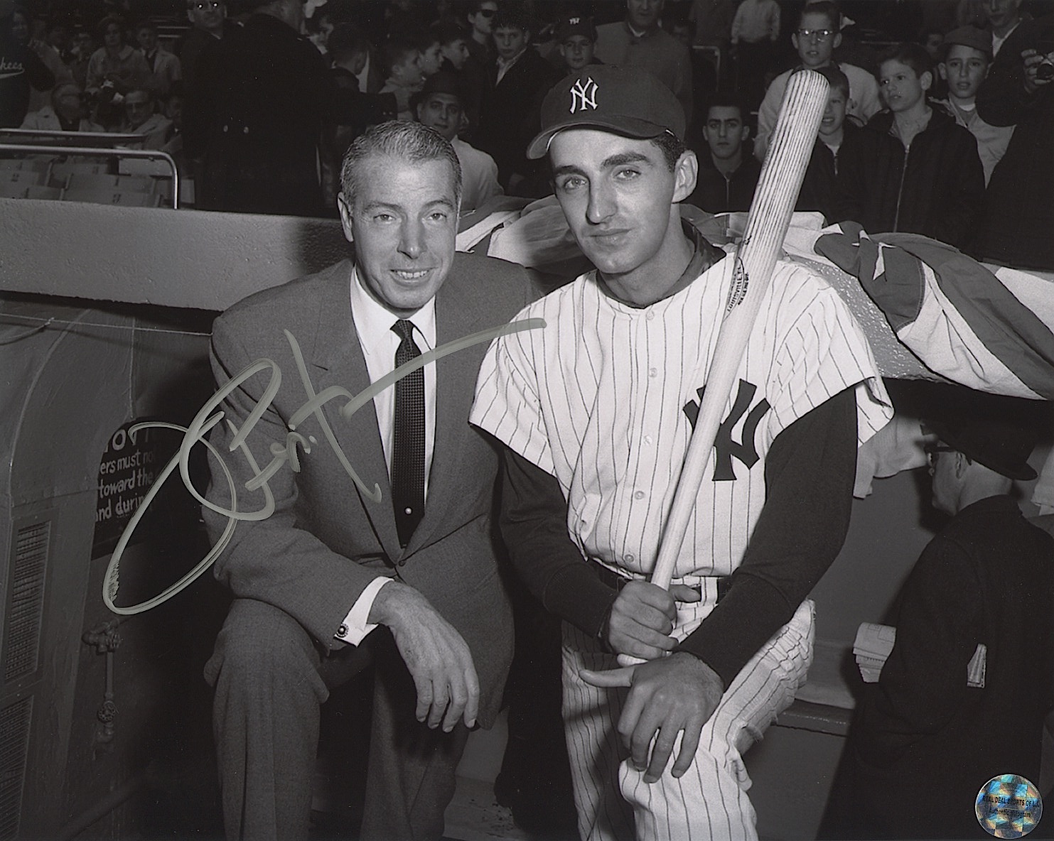 Joe Pepitone Signed Yankees 8x10 Photo with Joe DiMaggio (Real Deal COA ...