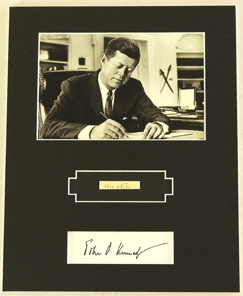 John F. Kennedy Custom Matted Display with Hand-Written Word from ...