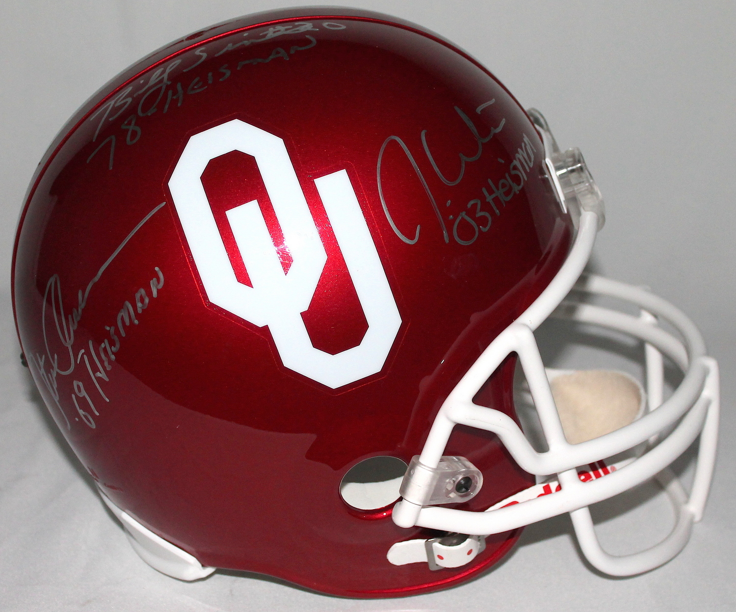 Oklahoma Heisman Winners Signed Full-Size Helmet with Billy Sims, Steve ...